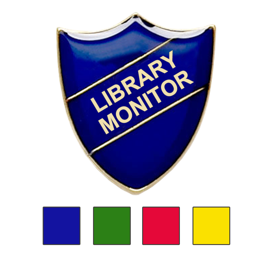 Library Monitor School Badges Shield Shape