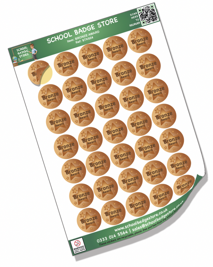 A shiny 'Bronze Award' sticker, honoring a child's accomplishment or ...