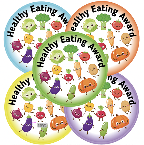 Vibrant sticker featuring 'Healthy Eating Award' to celebrate good food ...