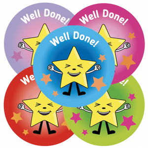 A vibrant 'Well Done' sticker, perfect for celebrating and ...